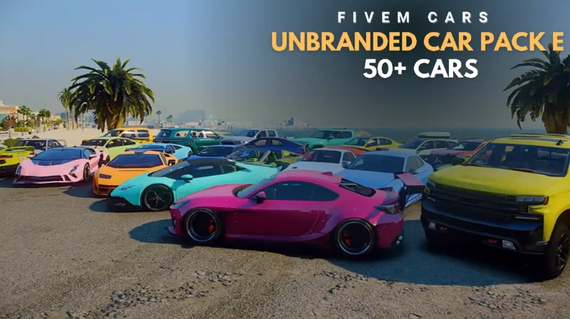 Unbranded Car Pack E – 50 Debadged FiveM Vehicles